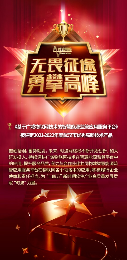 TimeWave IOT won the 2021-2022 Wuhan Excellent High tech Product ...